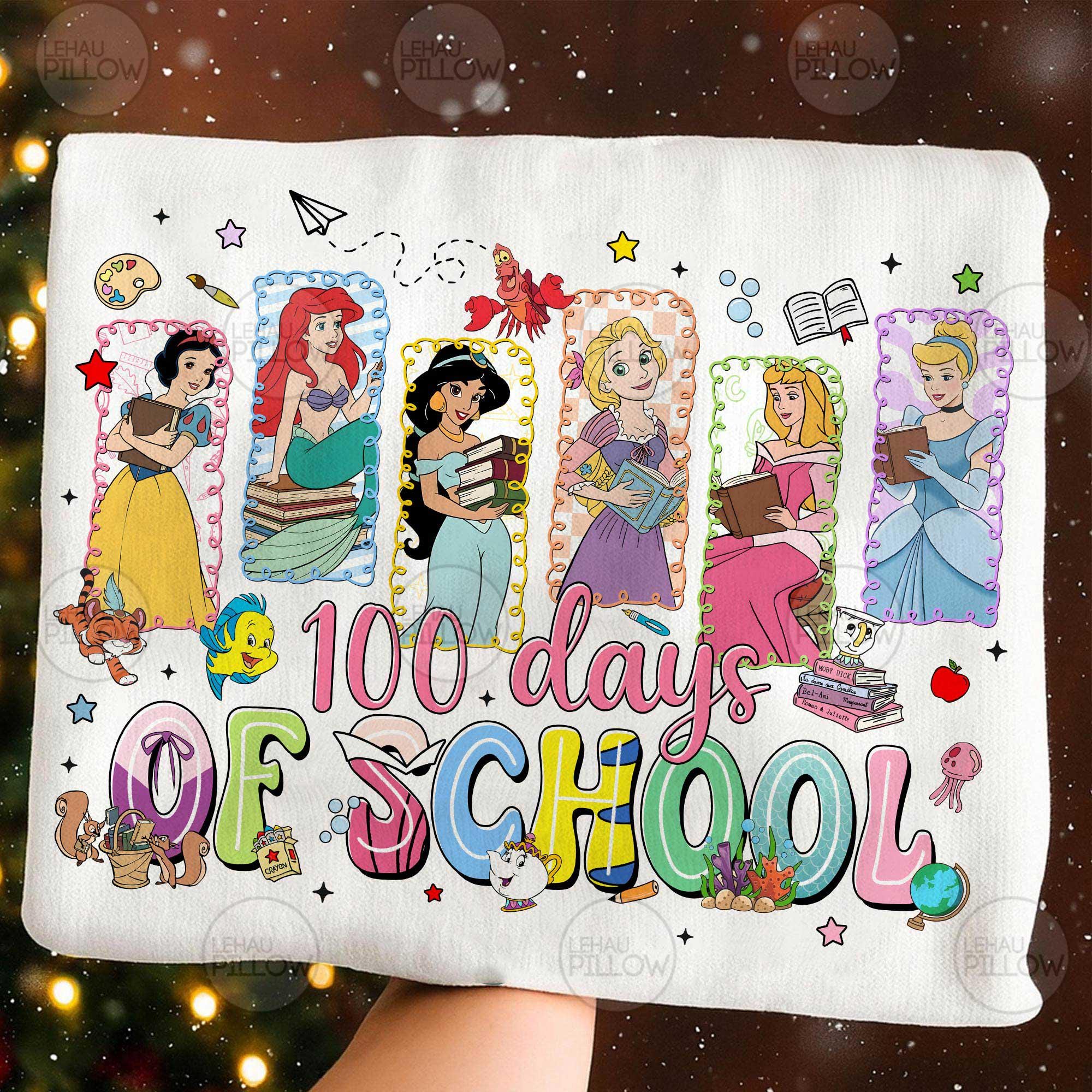 Princess 100 Days of School Png, Cartoon School Png, Coquette Bow 100 ...