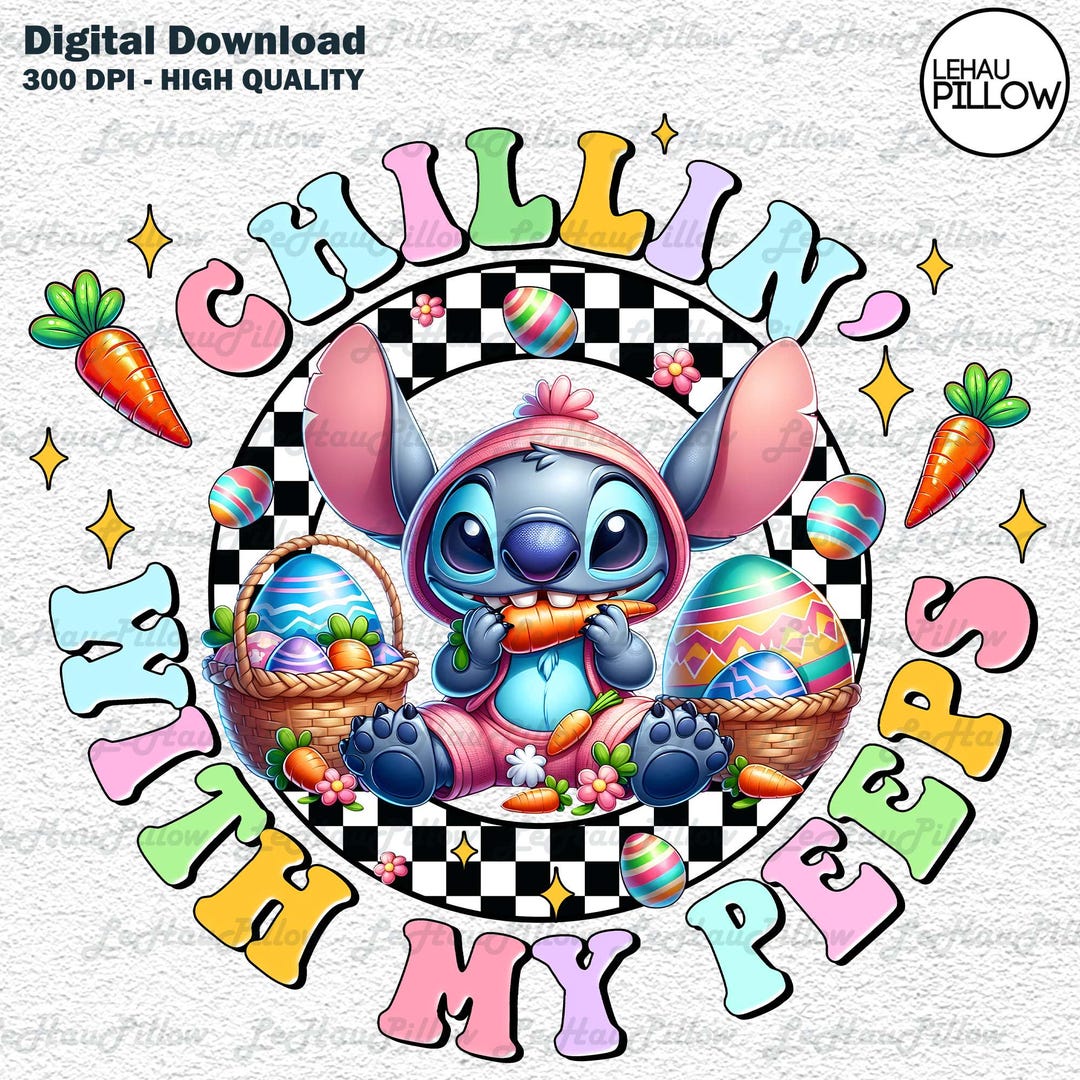 Easter Vibes Cartoon Blue Alien PNG, Chilling With My Peeps Png, Funny ...