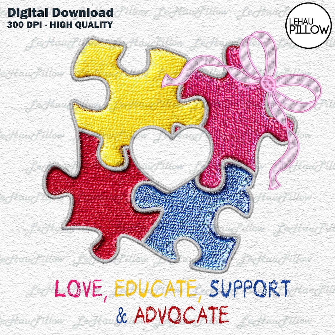 Cute Autism Teacher Embroidery Png, Autistic Pride Png, Autism ...