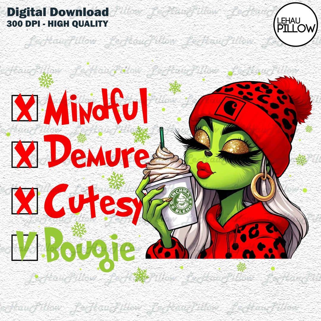Greenchy but Boujee Leopard Coffee Png, Character Xmas PNG, Christmas ...
