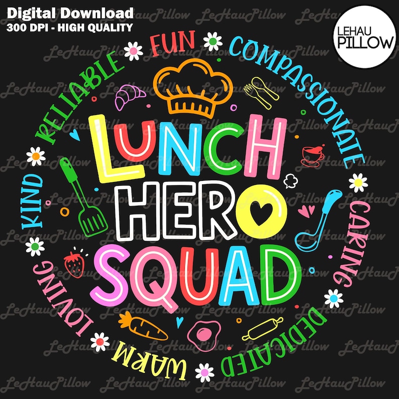 School Lunch Hero Squad Funny Cafeteria Workers Digital PNG, Lunch Hero ...