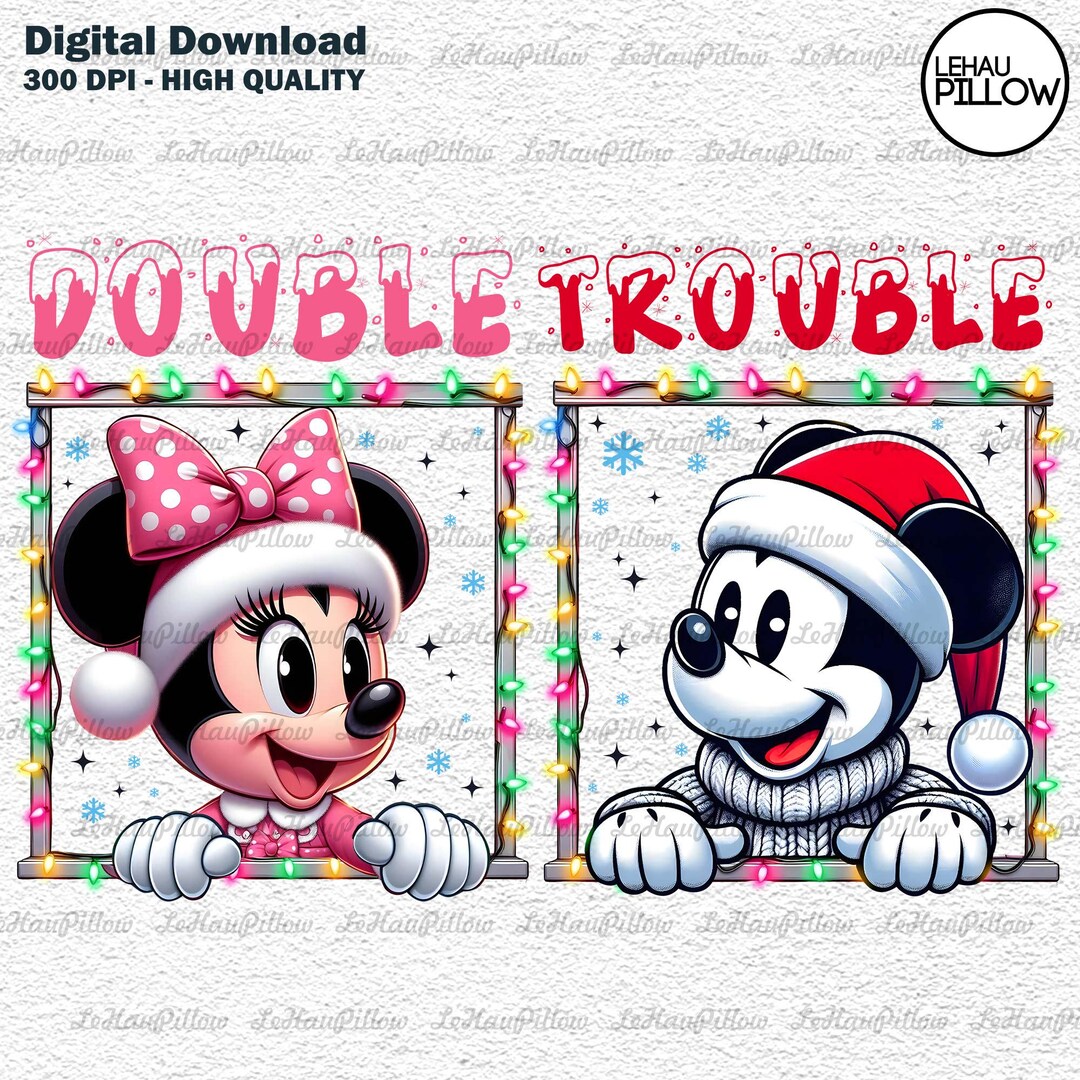Retro Christmas Double Trouble Png, Funny Christmas Couple Png ...