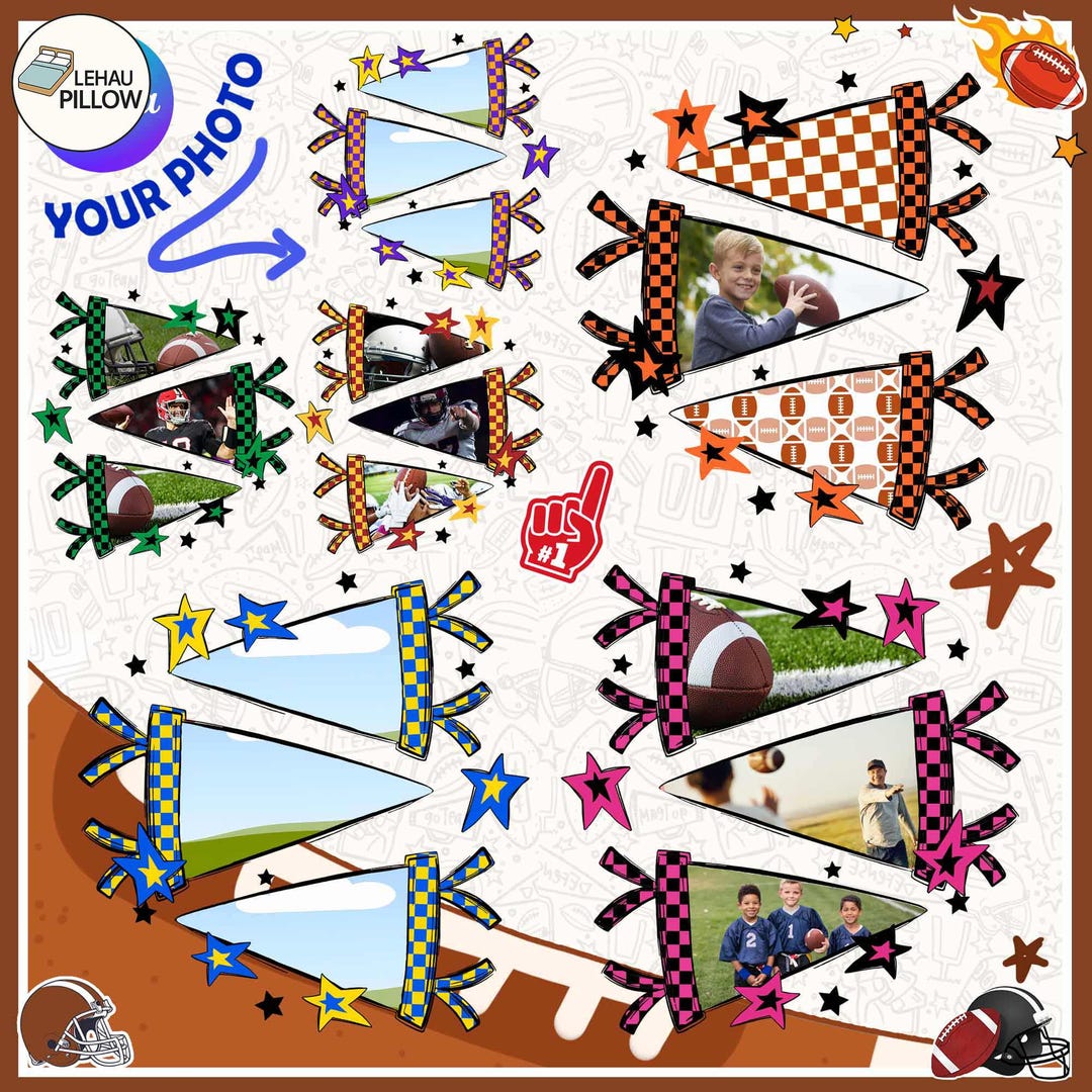 School Spirit Pennant Canva Frames Bundle, School Mascot Canva Frame ...
