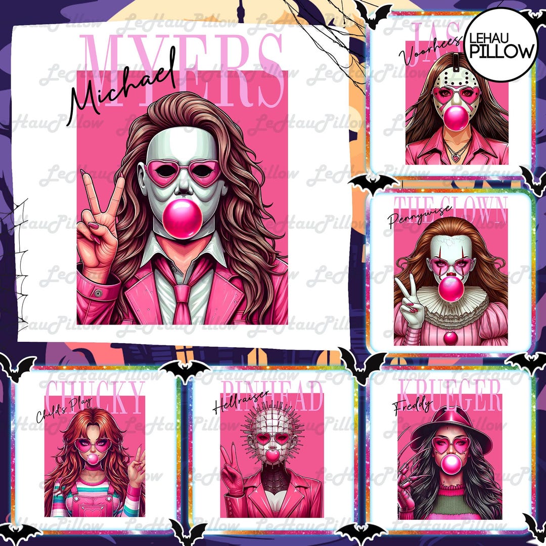 Pink Horror Friends Png Bundle, Girl Chicano Killer Png, Scary ...