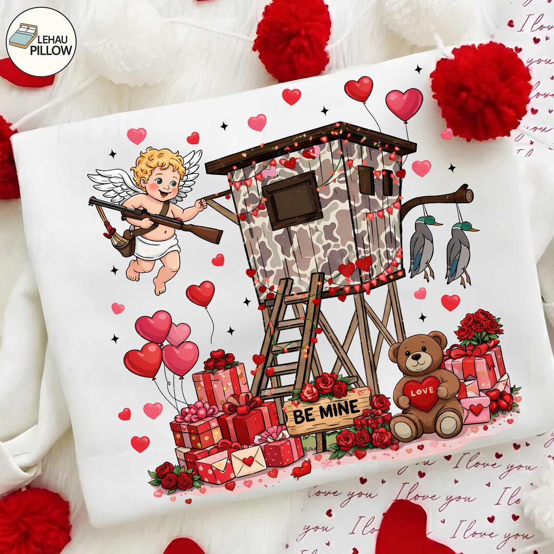 Retro Hunting Camo Cupid Png, Trendy Valentine Baby Cupid Png ...