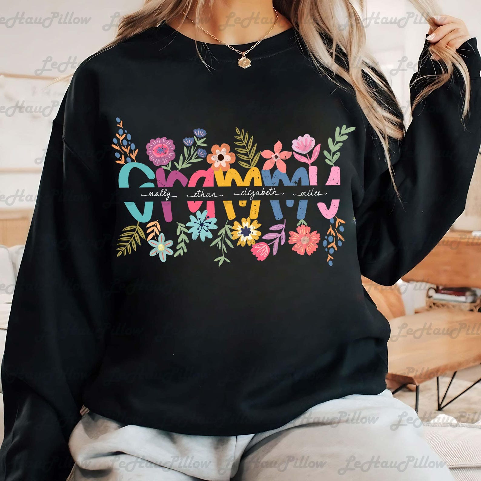 Customizable Grandma Hobo Floral Png, Floral Line Art Custom Split Name ...