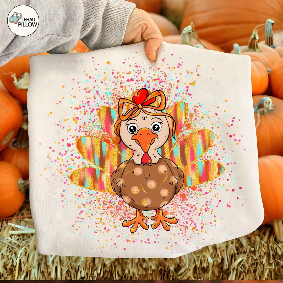 Preppy Coquette Turkey PNG, Pumpkin Splatter PNG, Glitter Turkey ...