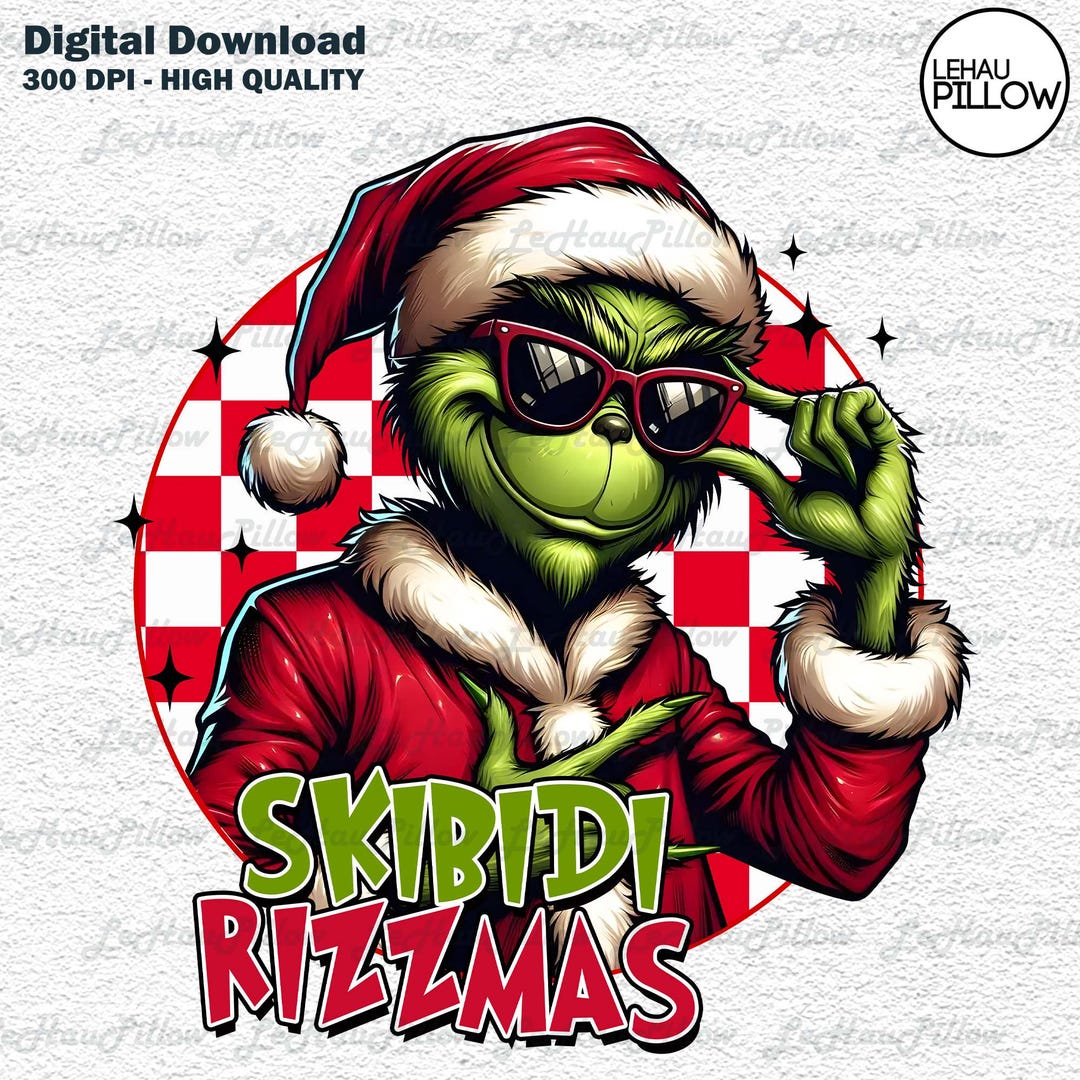 Funny Green Skibidi Rizzmas Png, Merry Rizzmas Png, Vintage Rizz Santa ...