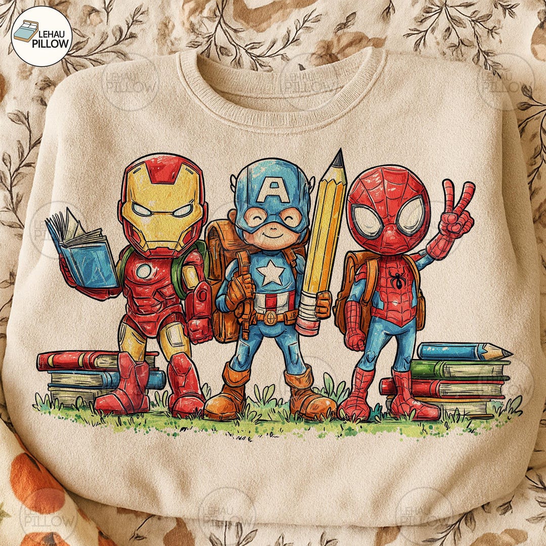 Retro Superhero Back to School Png, Cartoon First Day of School Png ...