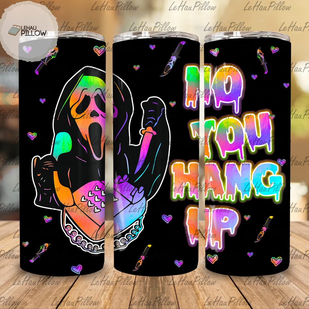 Neon Scream Ghost Character 20 Oz Skinny Tumbler Png Design, Halloween ...