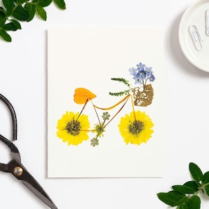 Flower Pedals - Pressed Flower Bicycle Art Card Print: Botanical Garden ...