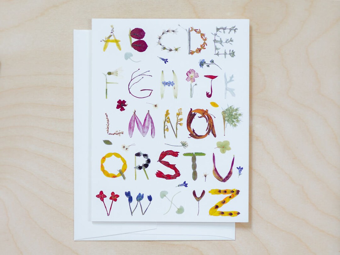 Pressed Flower Alphabet Card Set, Botanical Nursery Art (seconds) - Etsy