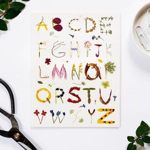 ALPHABET - Pressed Flower Botanical Art Print of the Abcs - Birthday ...