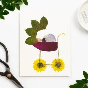 Baby Stroller - PRAM - Pressed Flower Art Print, Expecting, Botanical ...