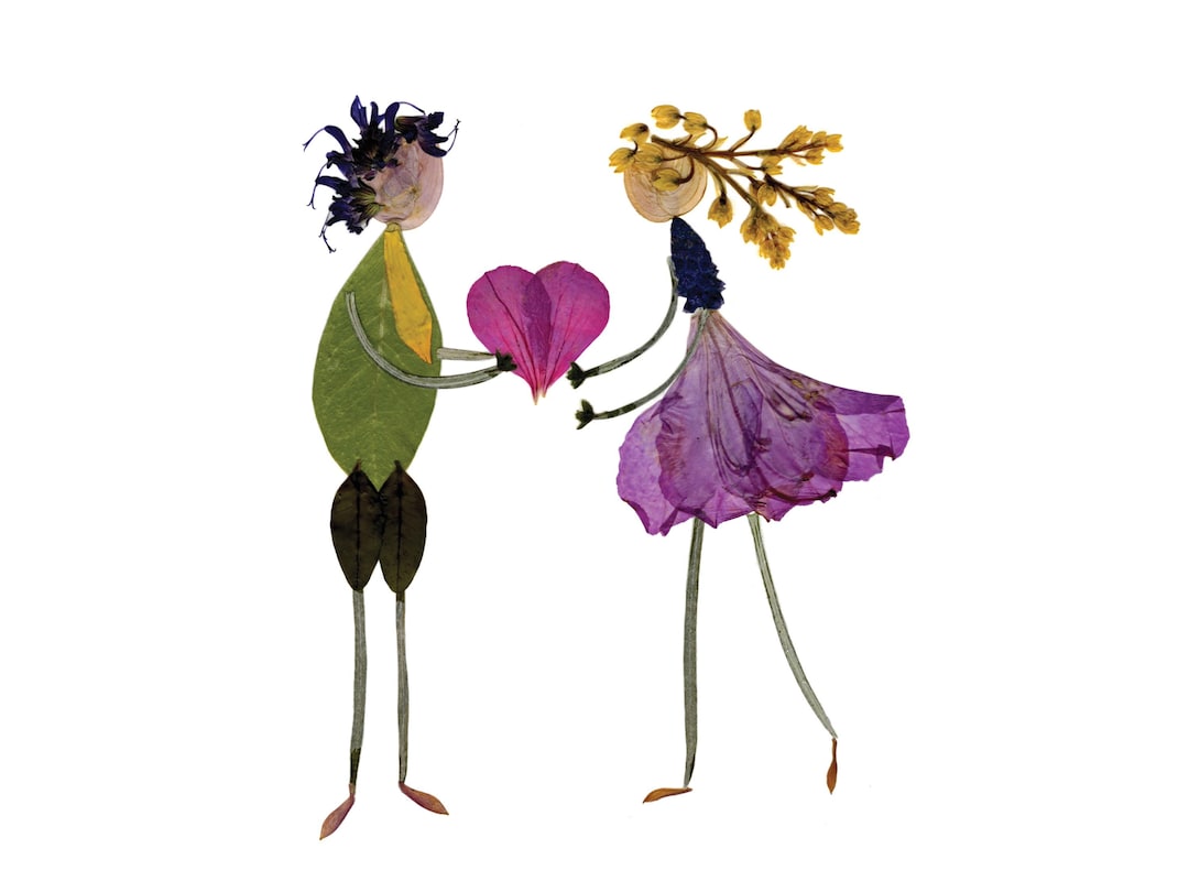 Be Mine - Pressed Flower Love Card (print) for Wedding, Anniversary ...