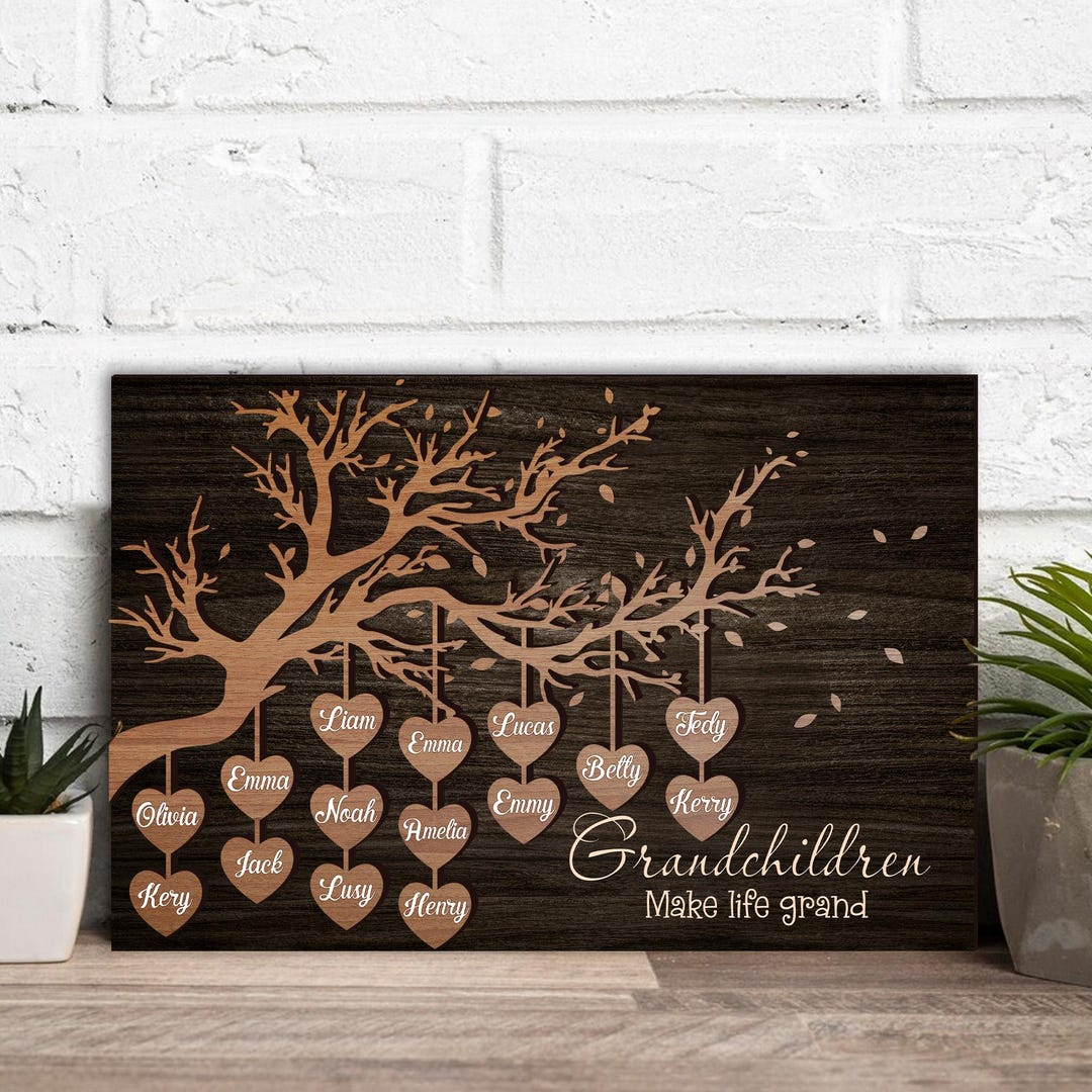 Personalized Grandma Family Tree Wooden Sign, Gift for Grandma Mother's ...
