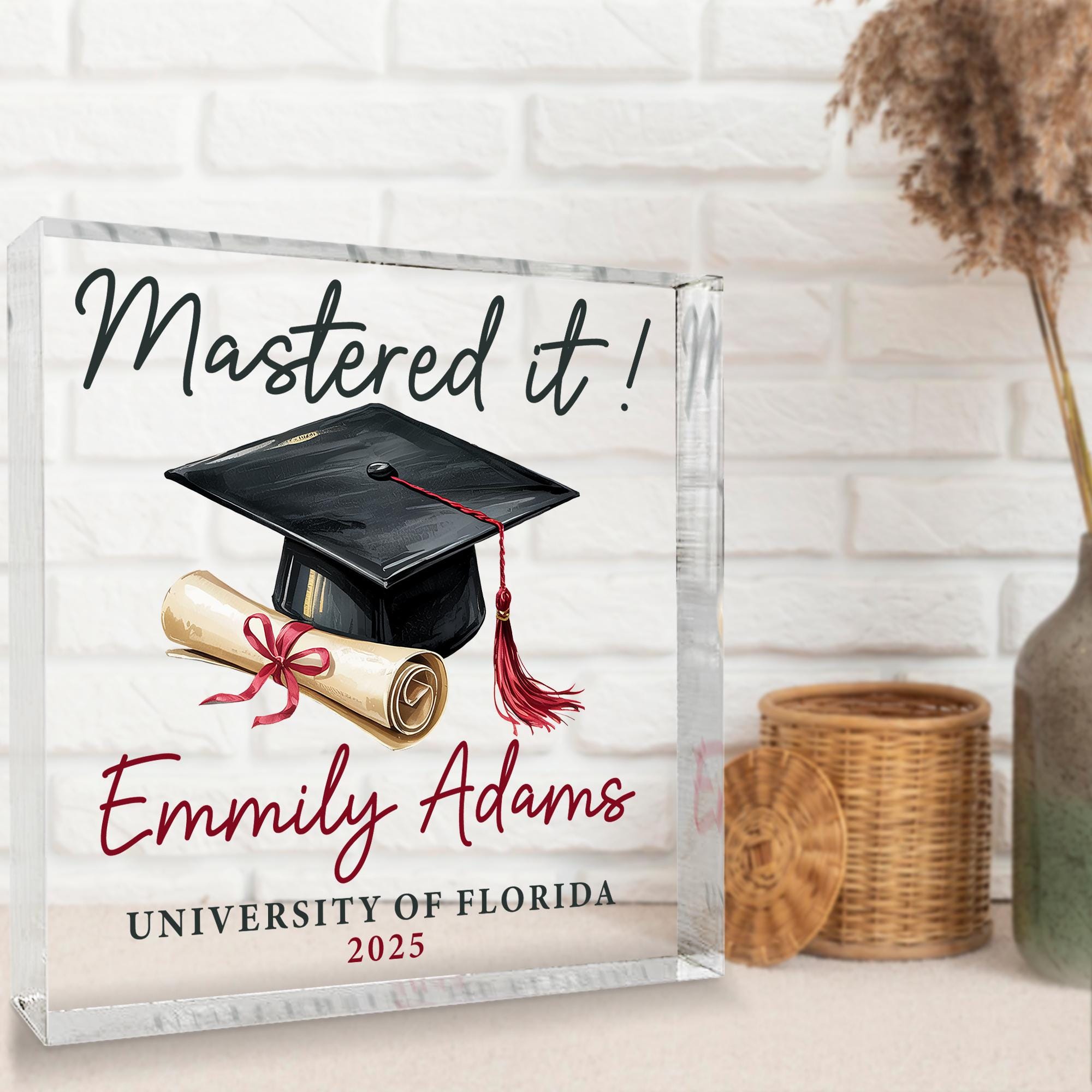Personalized Master's Degree Graduation Acrylic Plaque, Plaque Gift for ...
