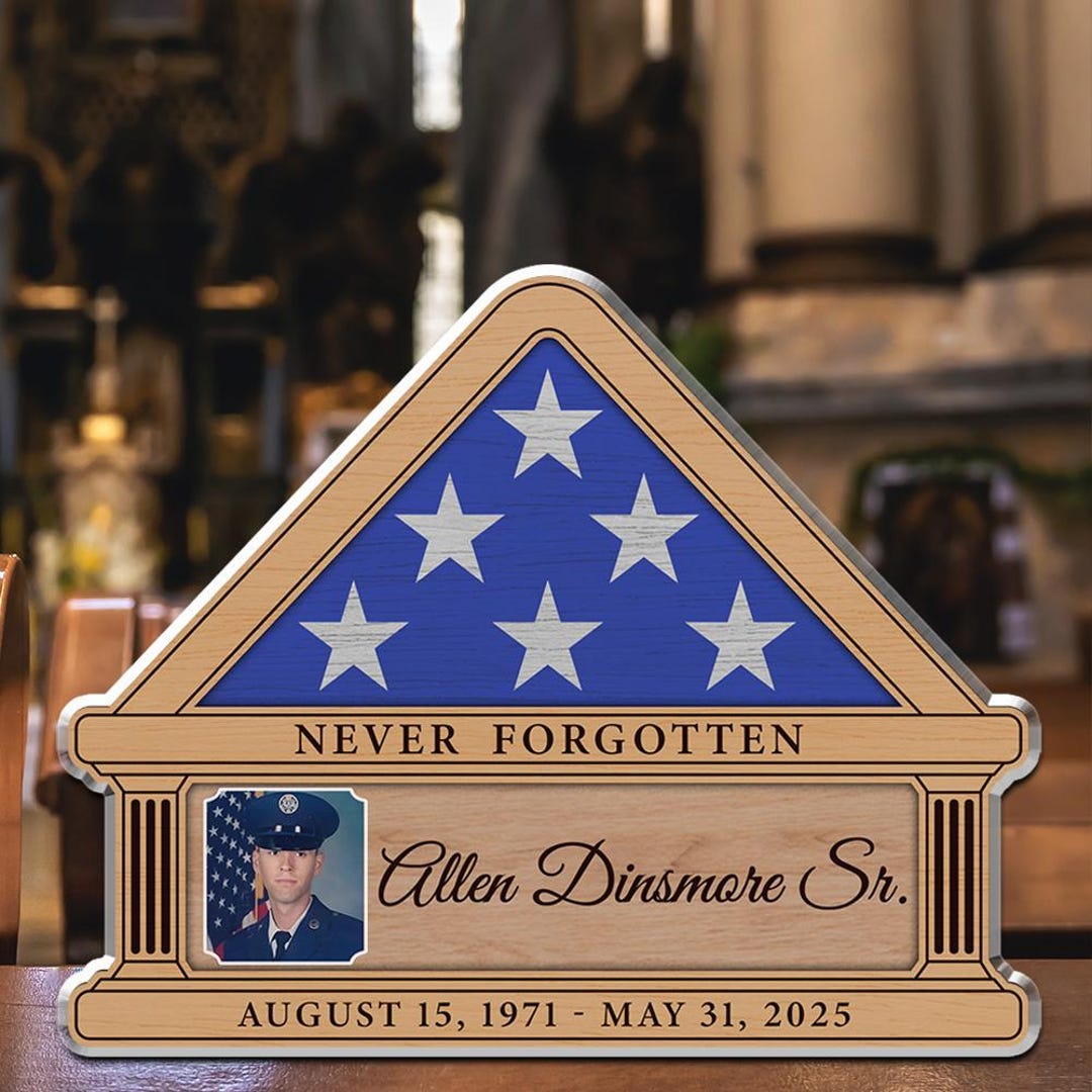 Personalized Photo Memorial Plaque: Folded Flag Acrylic Display - Etsy