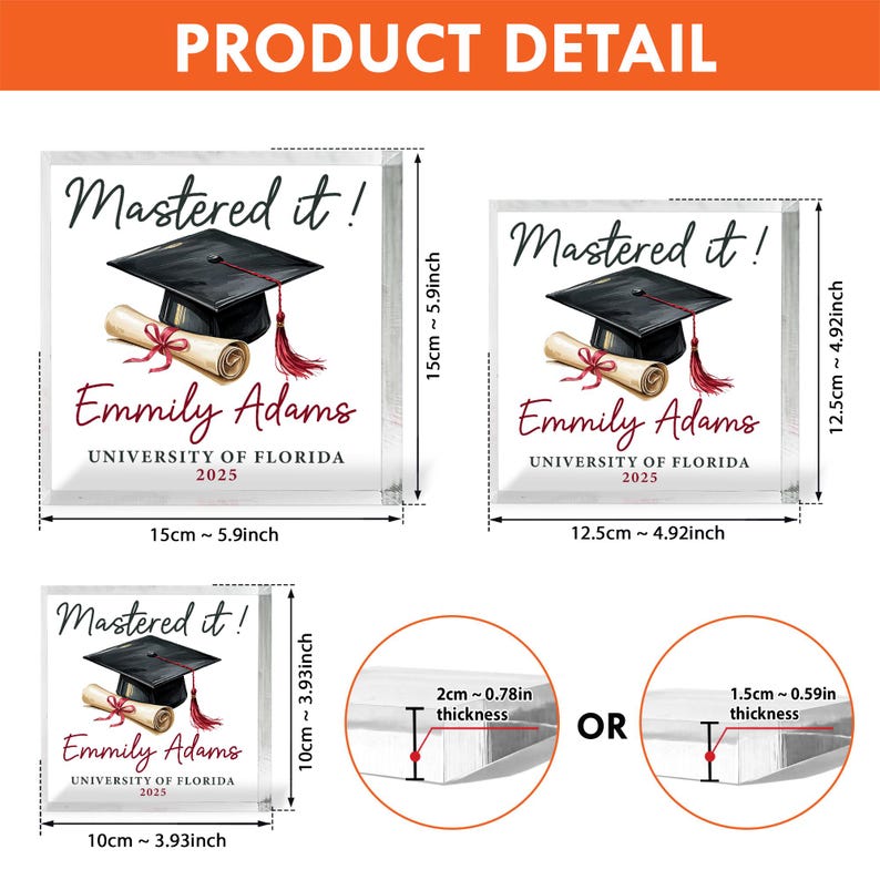 Personalized Master's Degree Graduation Acrylic Plaque, Plaque Gift for ...