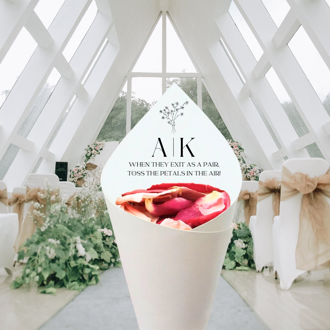 Printable Wedding Cone Template for Petal Toss DIY Editable Confetti ...