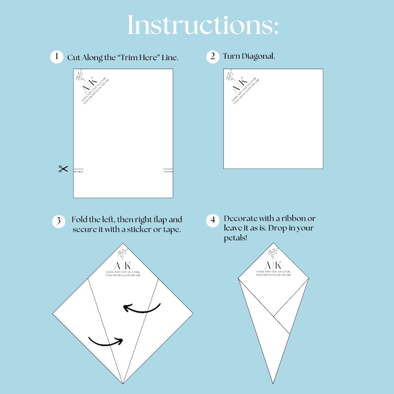 Printable Wedding Cone Template for Petal Toss DIY Editable Confetti ...