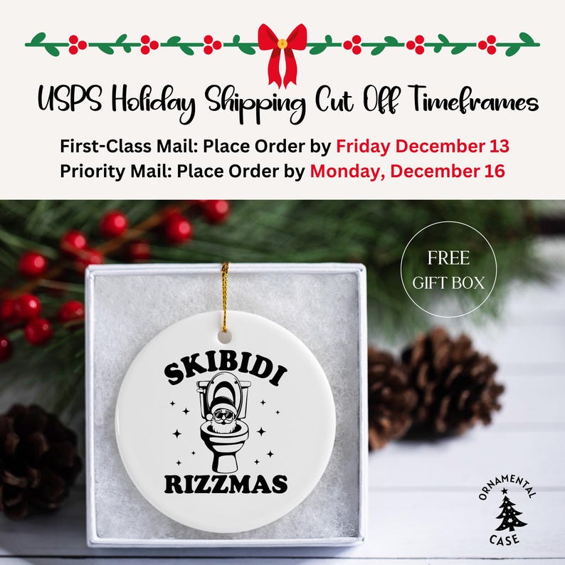 Skibidi Rizzmas Teenage Ornament 2024, Funny Meme Christmas Ornament ...