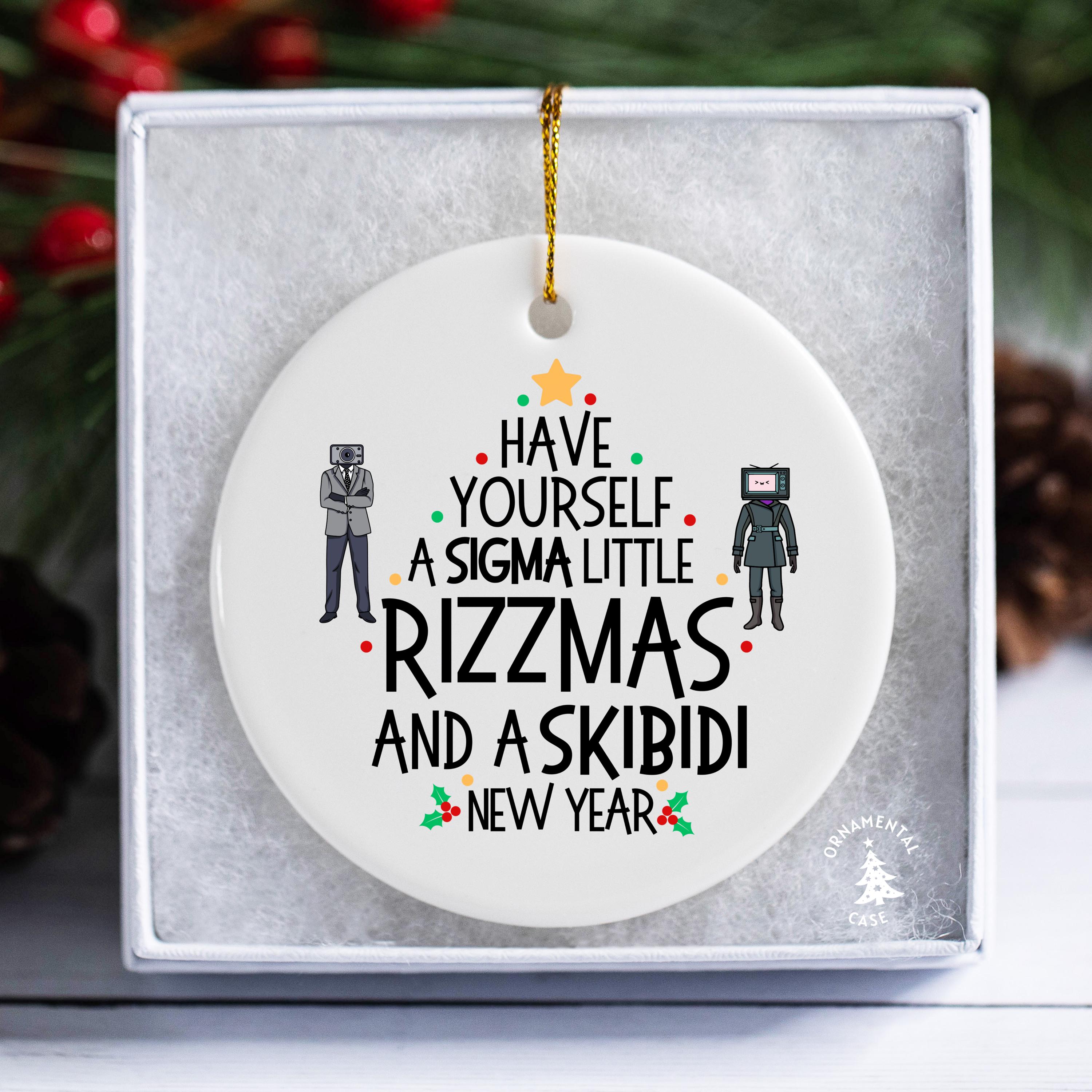 Sigma Rizzmas Teenage Ornament 2024, Funny Meme Christmas Ornament ...