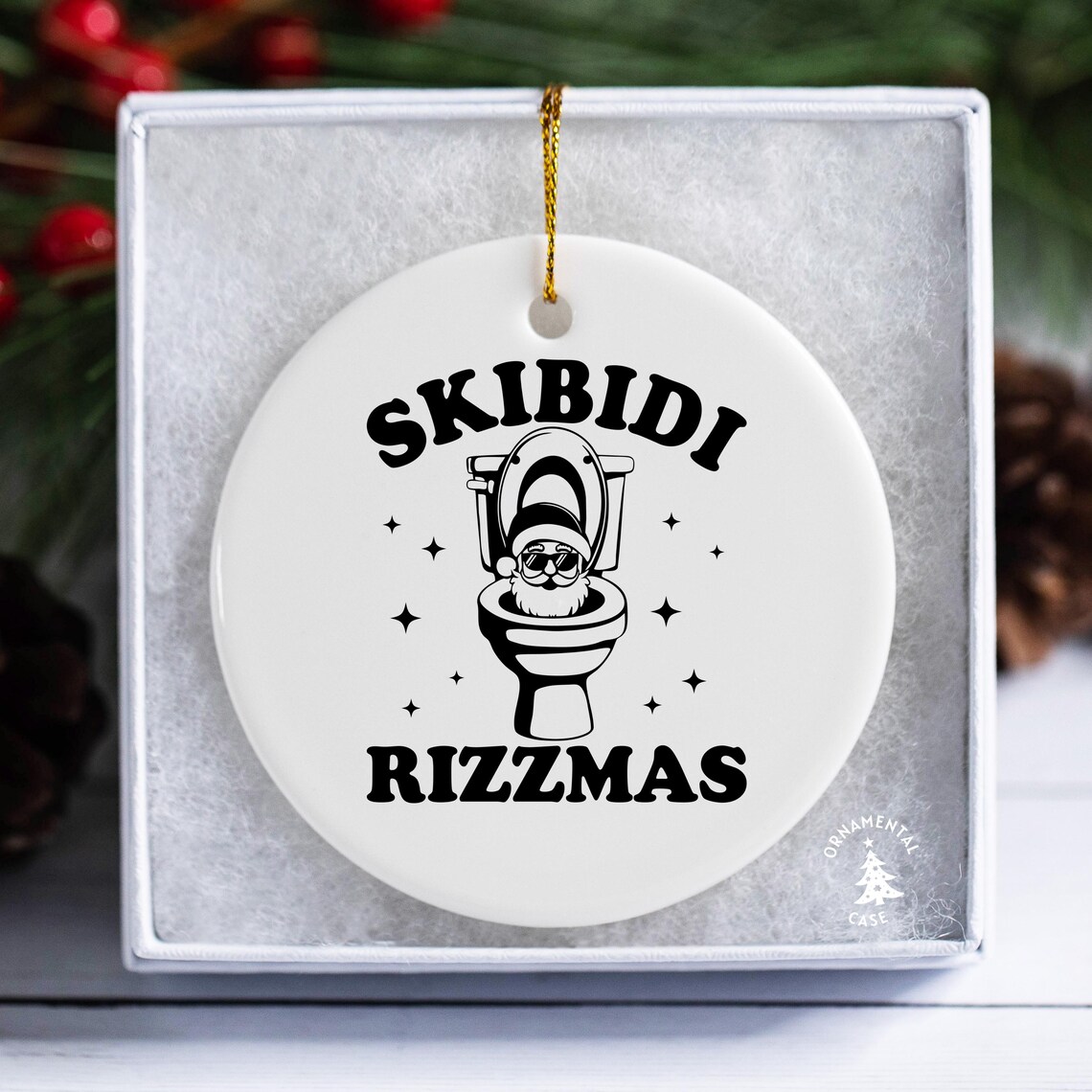 Skibidi Rizzmas Teenage Ornament 2024, Funny Meme Christmas Ornament ...