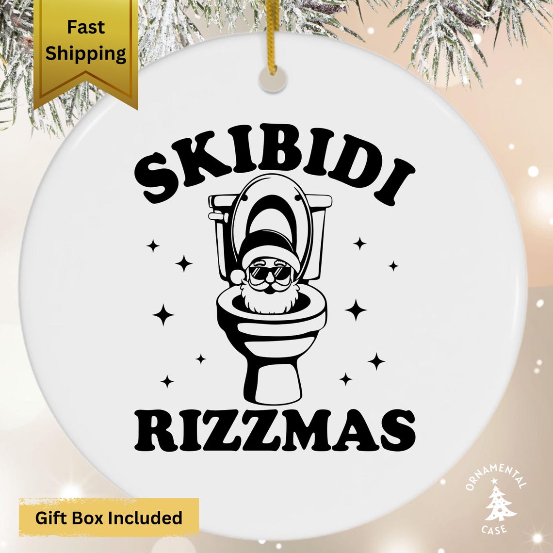 Skibidi Rizzmas Teenage Ornament 2024, Funny Meme Christmas Ornament ...