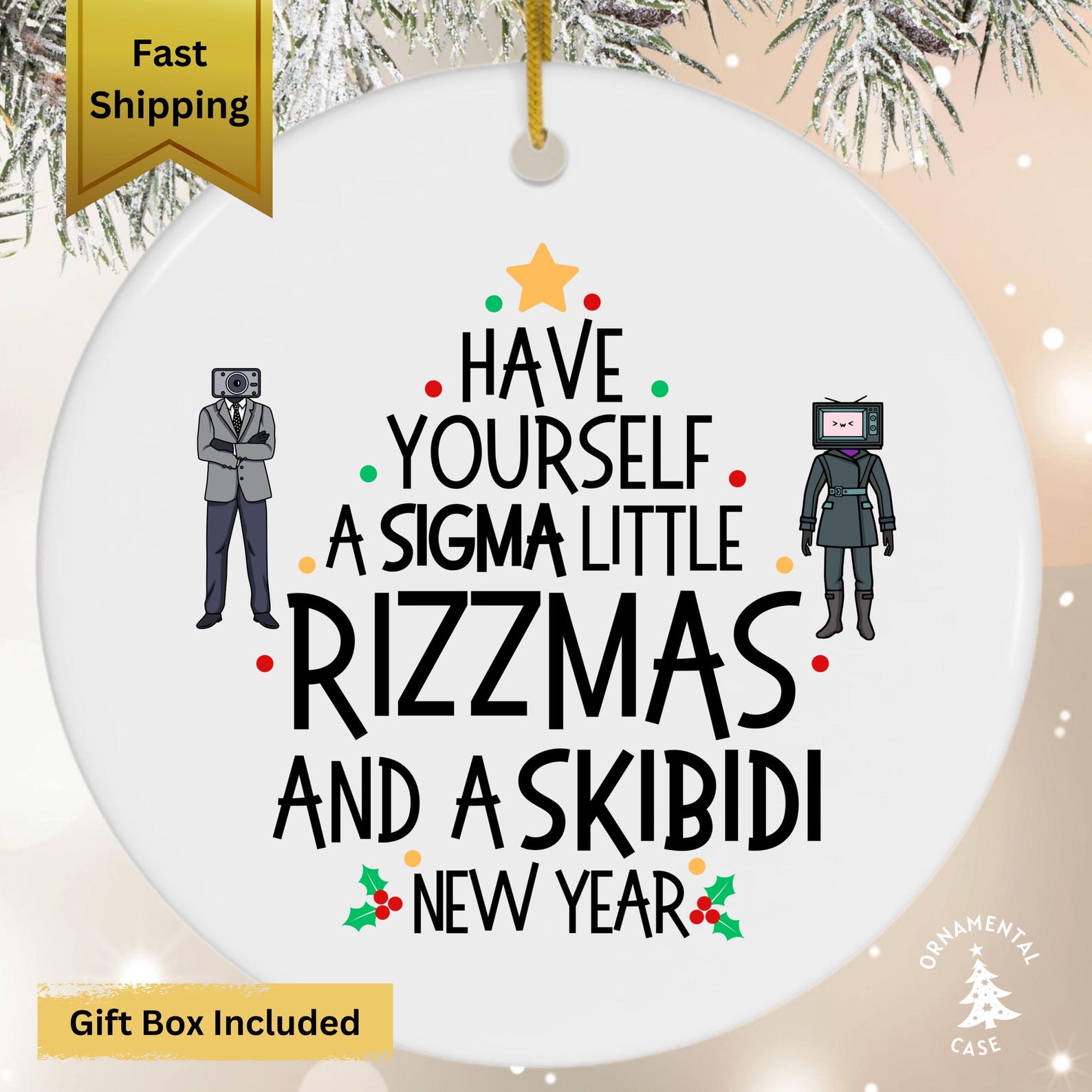 Sigma Rizzmas Teenage Ornament 2024, Funny Meme Christmas Ornament ...