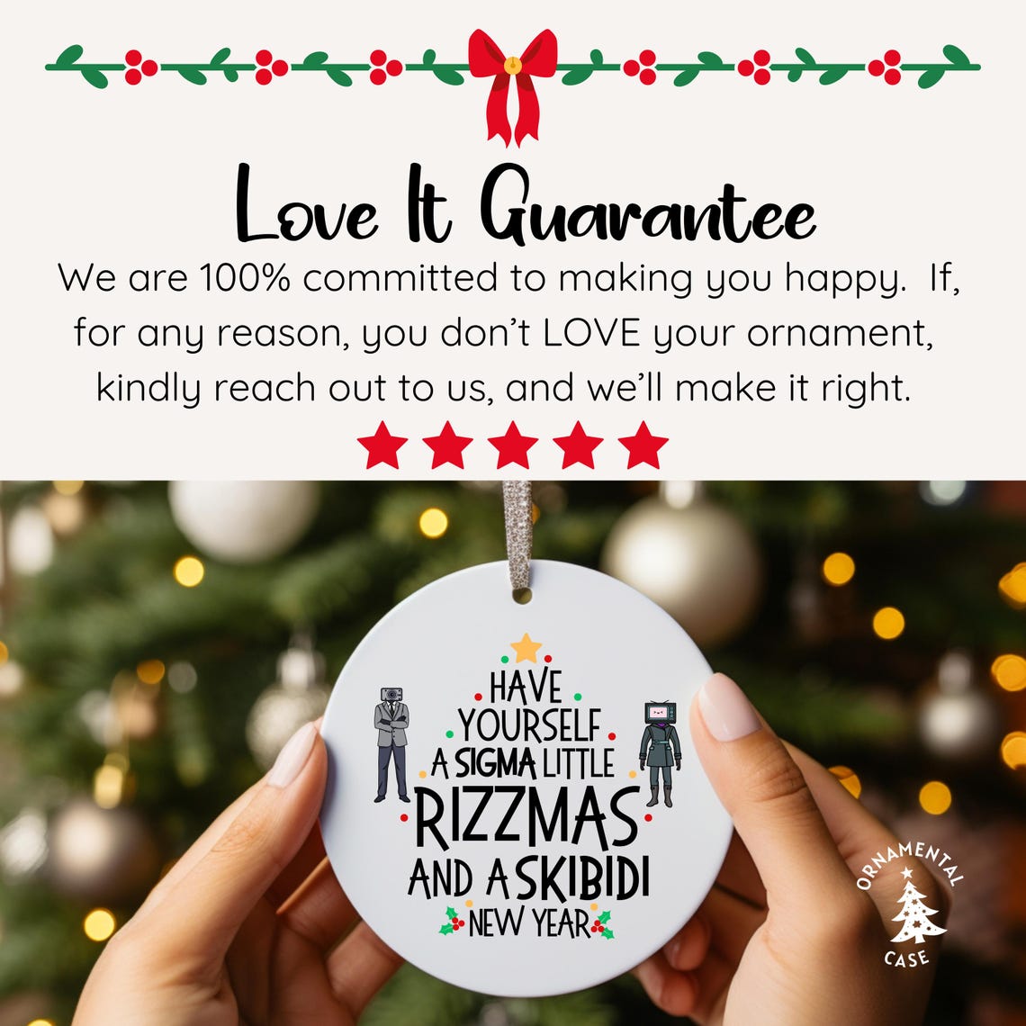 Sigma Rizzmas Teenage Ornament 2024, Funny Meme Christmas Ornament ...