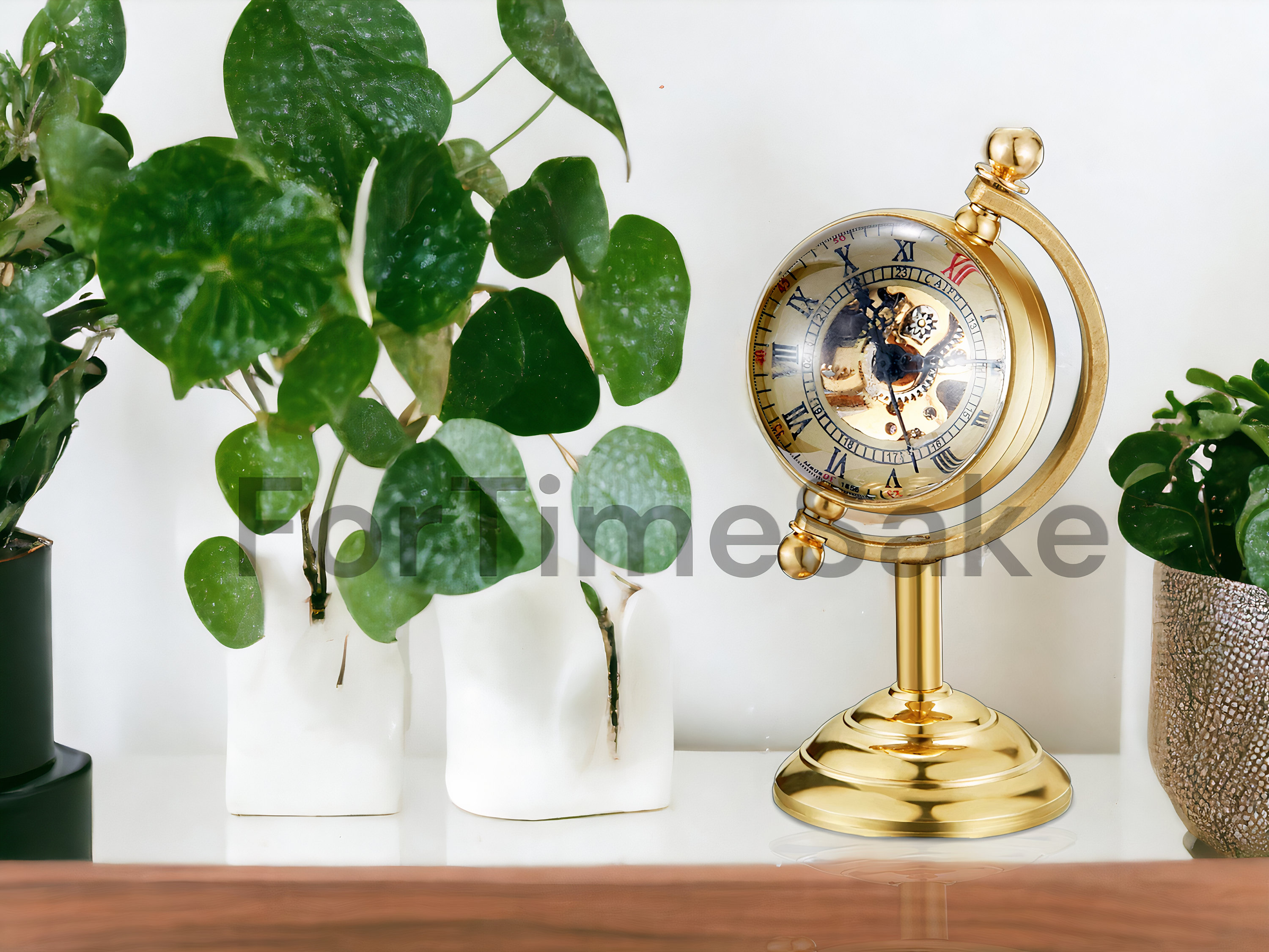 Table Pocket Watch Clock on Pedestal | Steampunk | Gold Colored ...