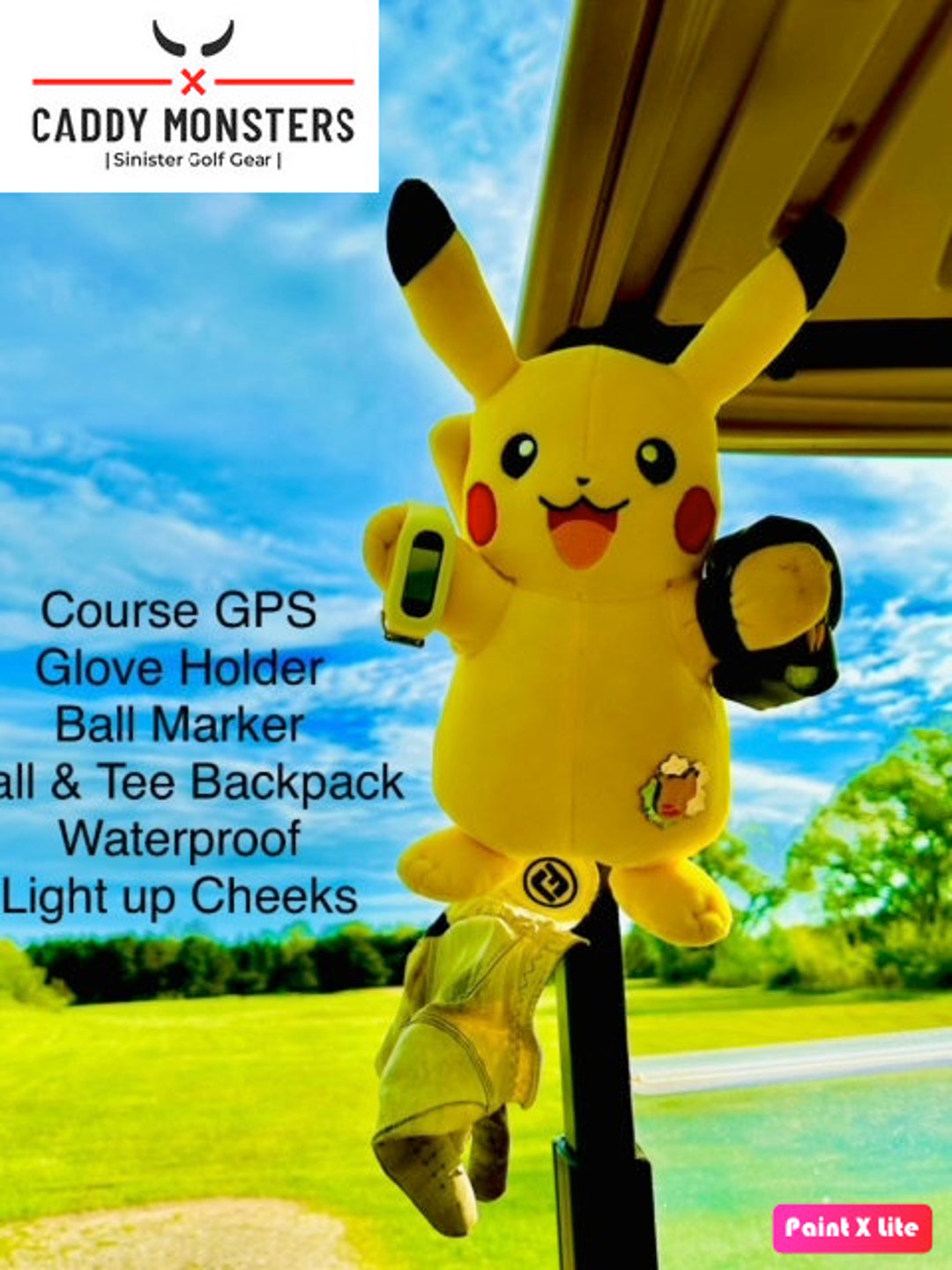 Golf GPS Magnetic Pikachu W/ Glove Holder Ball Marker Ball & Tee ...