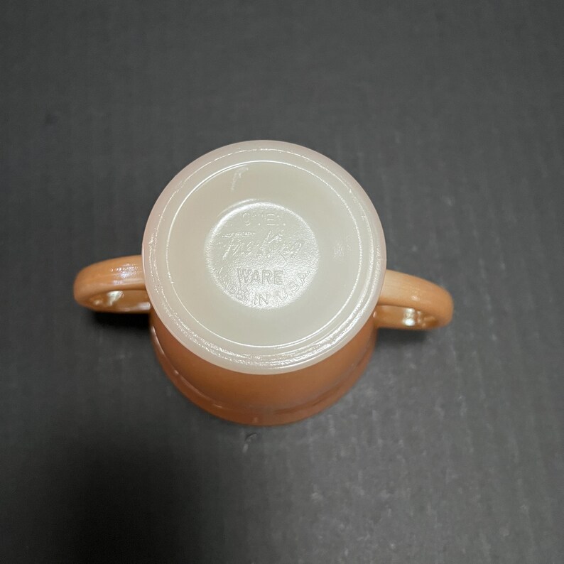 Fire King Oven Ware Peach Luster / Laurel Leaf Cream and Sugar Bowl Set ...