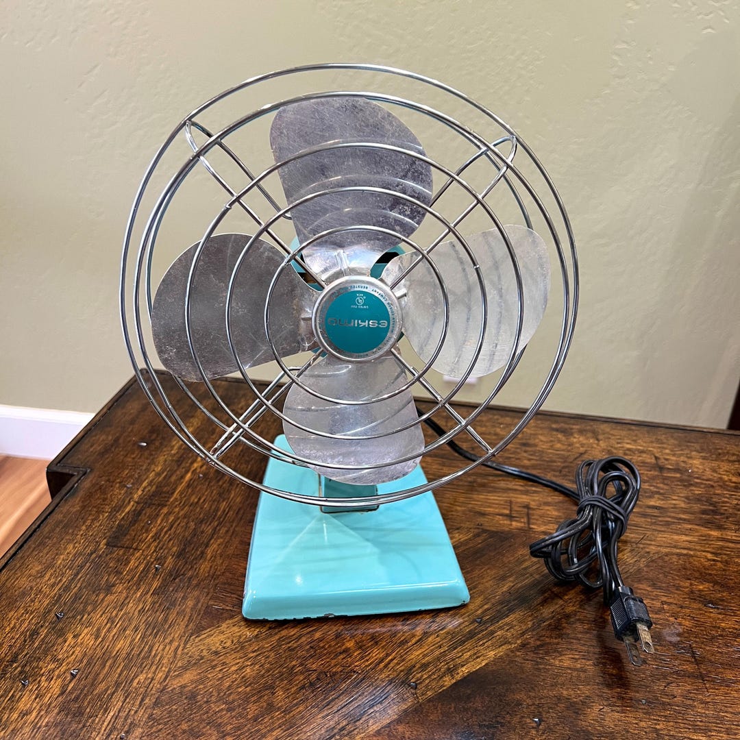 1950s Eskimo Desk Fan 8" Aqua Blue Metal - Mcgraw Edison Company ...