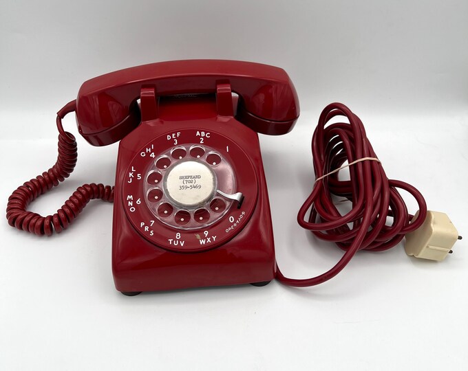 Vintage Red Rotary Dial Telephone Bell System Western Electric C/D 500 ...