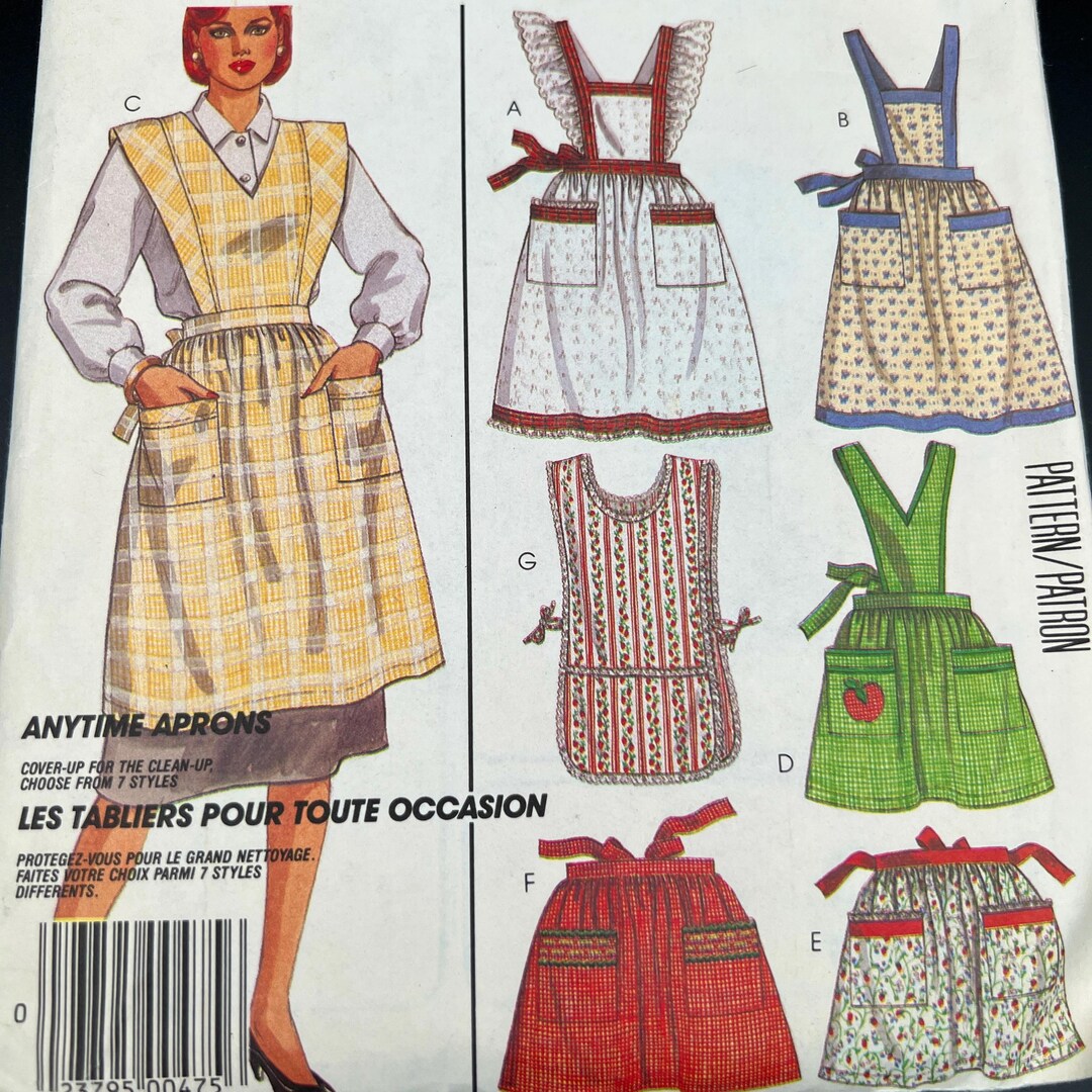 Mccall's 2132 Vintage 80s Sewing Pattern Anytime Aprons 7 Styles One ...