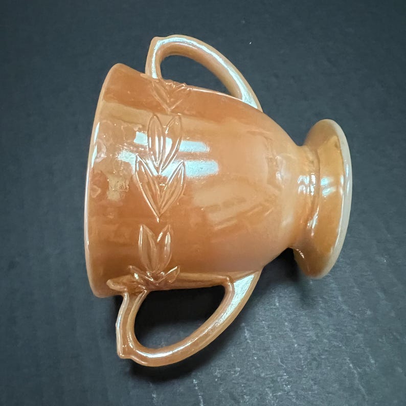 Fire King Oven Ware Peach Luster / Laurel Leaf Cream and Sugar Bowl Set ...