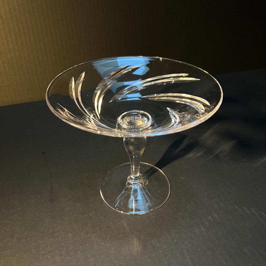 Vintage Stuart Cut Crystal "zephyr" Swirl Compote Pedestal Bowl - Made ...