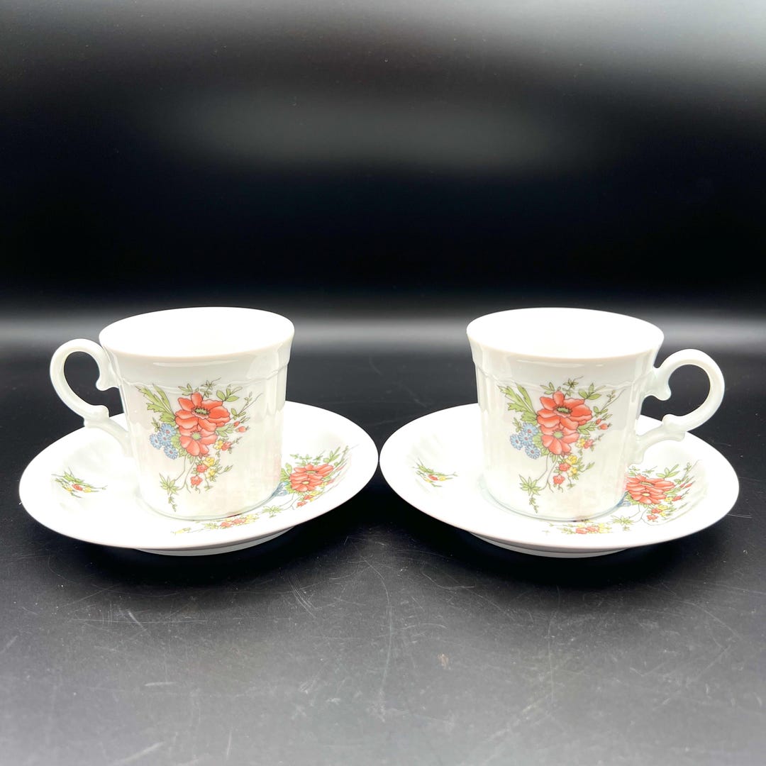 Bavaria Germany Eschenbach Set of 2 Tea/coffee Cups and Saucers Floral ...
