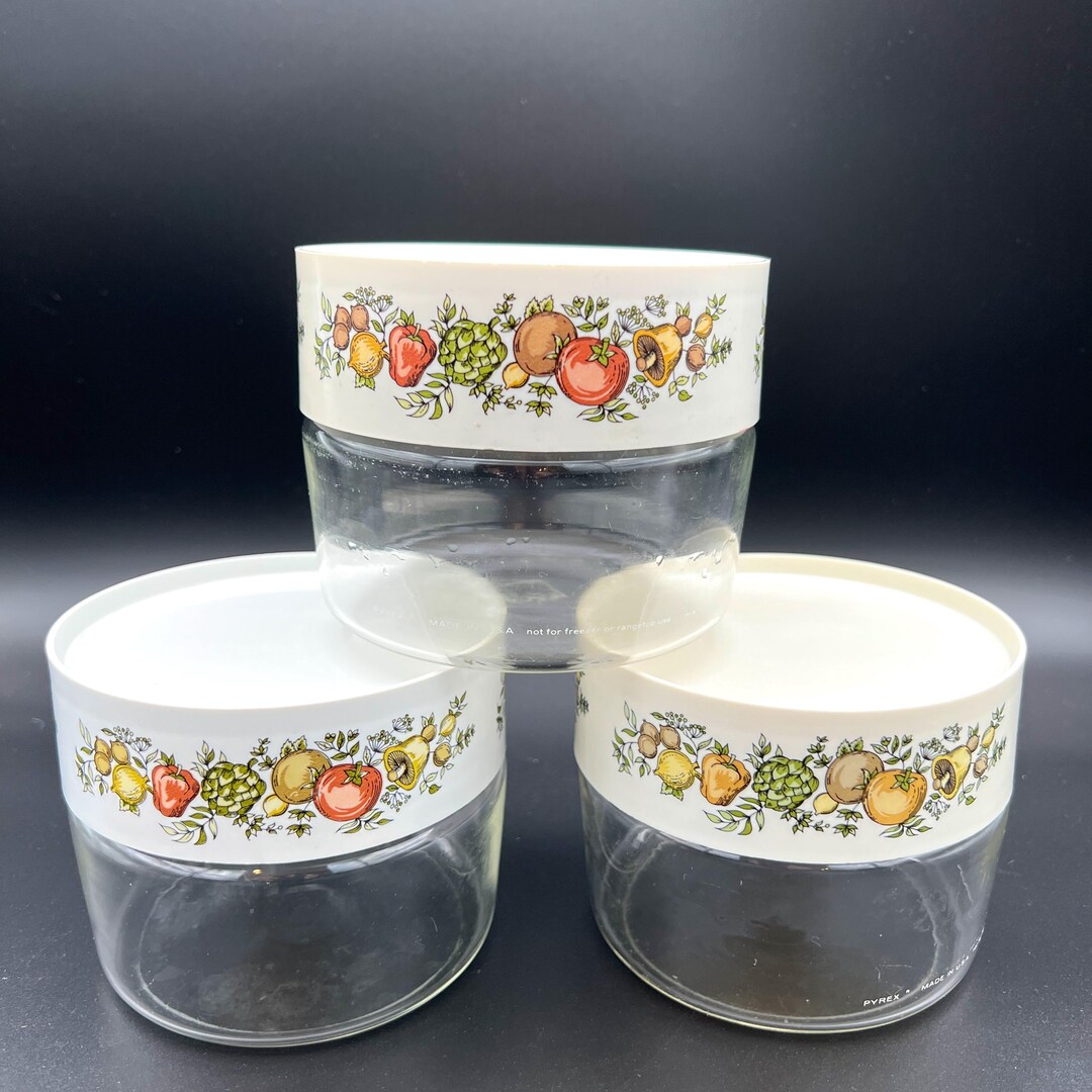 Pyrex Spice of Life See N Store Glass Canisters Set of 3 Vintage 70s ...