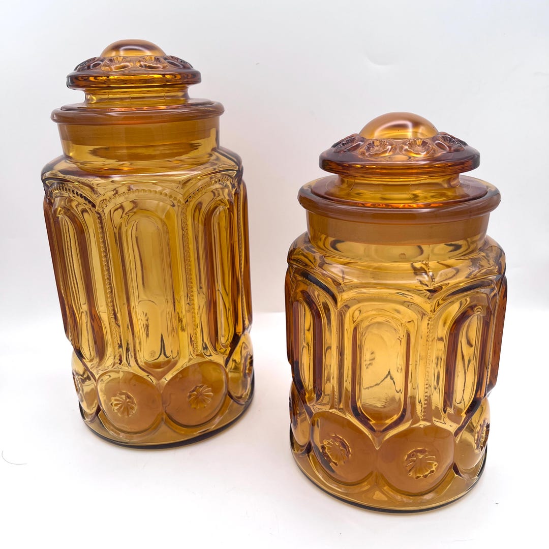 Vintage Amber Glass Canisters