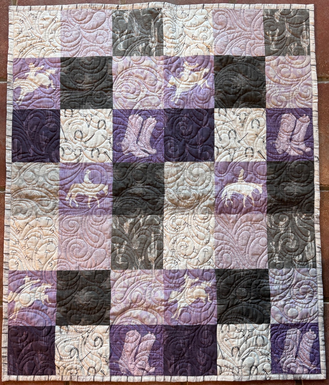 Purple Western/rodeo Themed Quilt - Etsy
