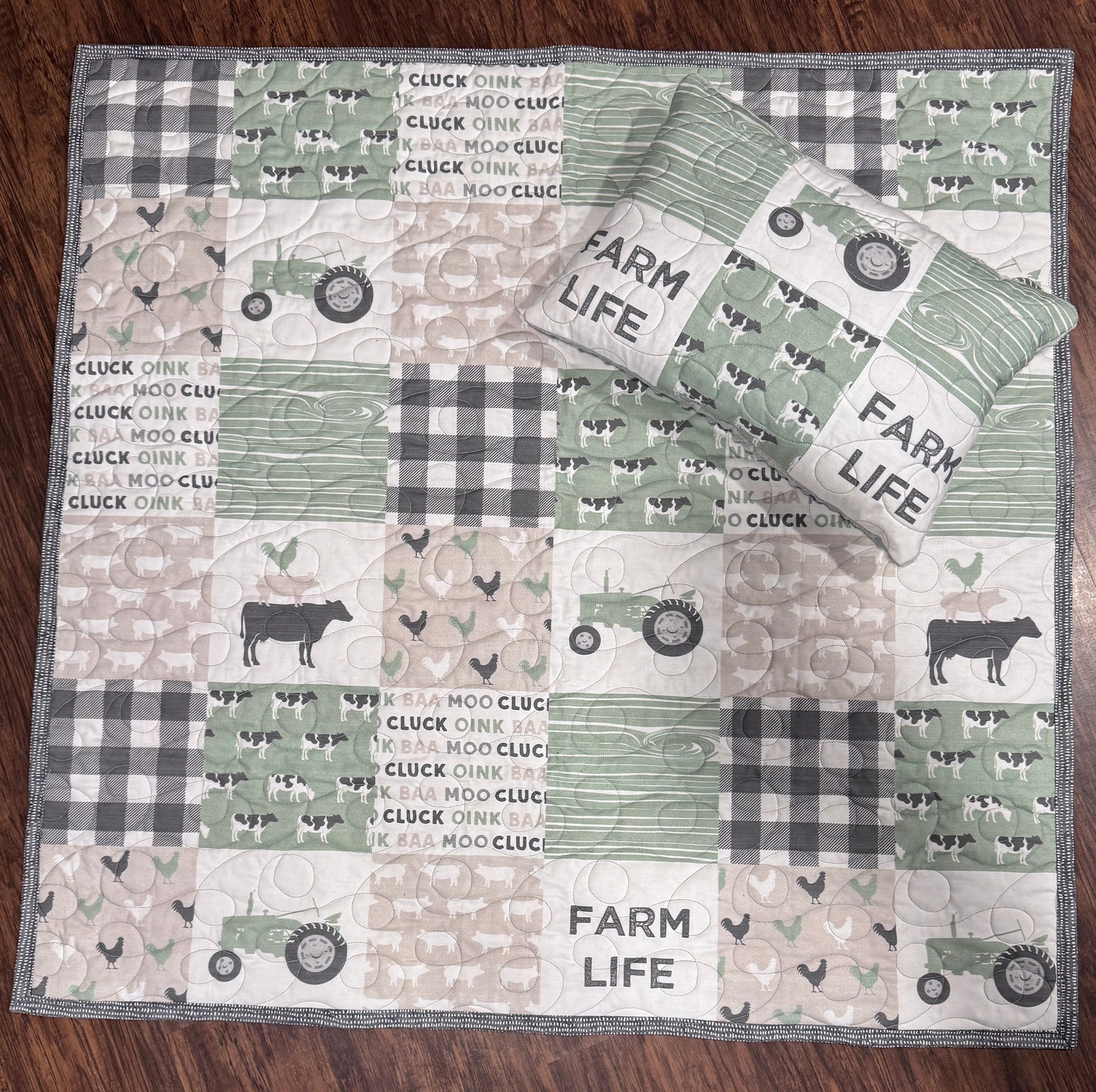 Farm Patchwork Baby Quilt With Pillow - Etsy