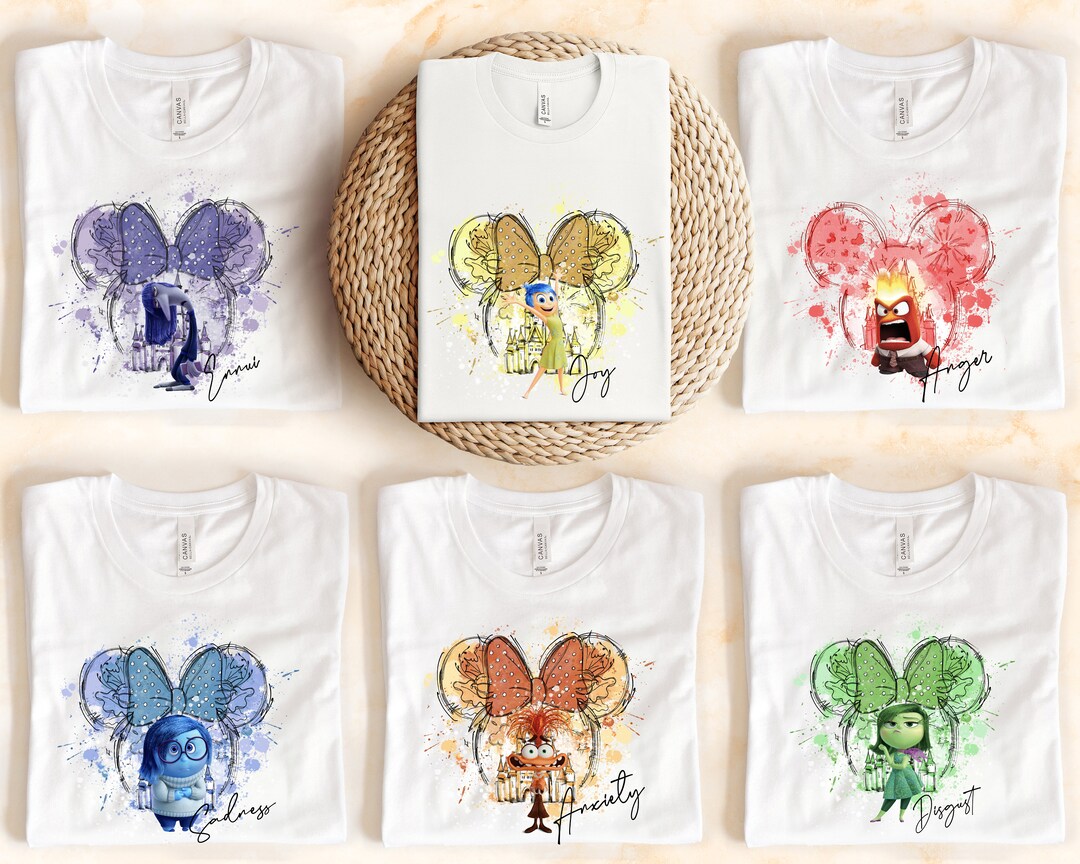 Camisa Inside Out 2, Disneyland Pixar Inside Out Mickey Head Emotions ...