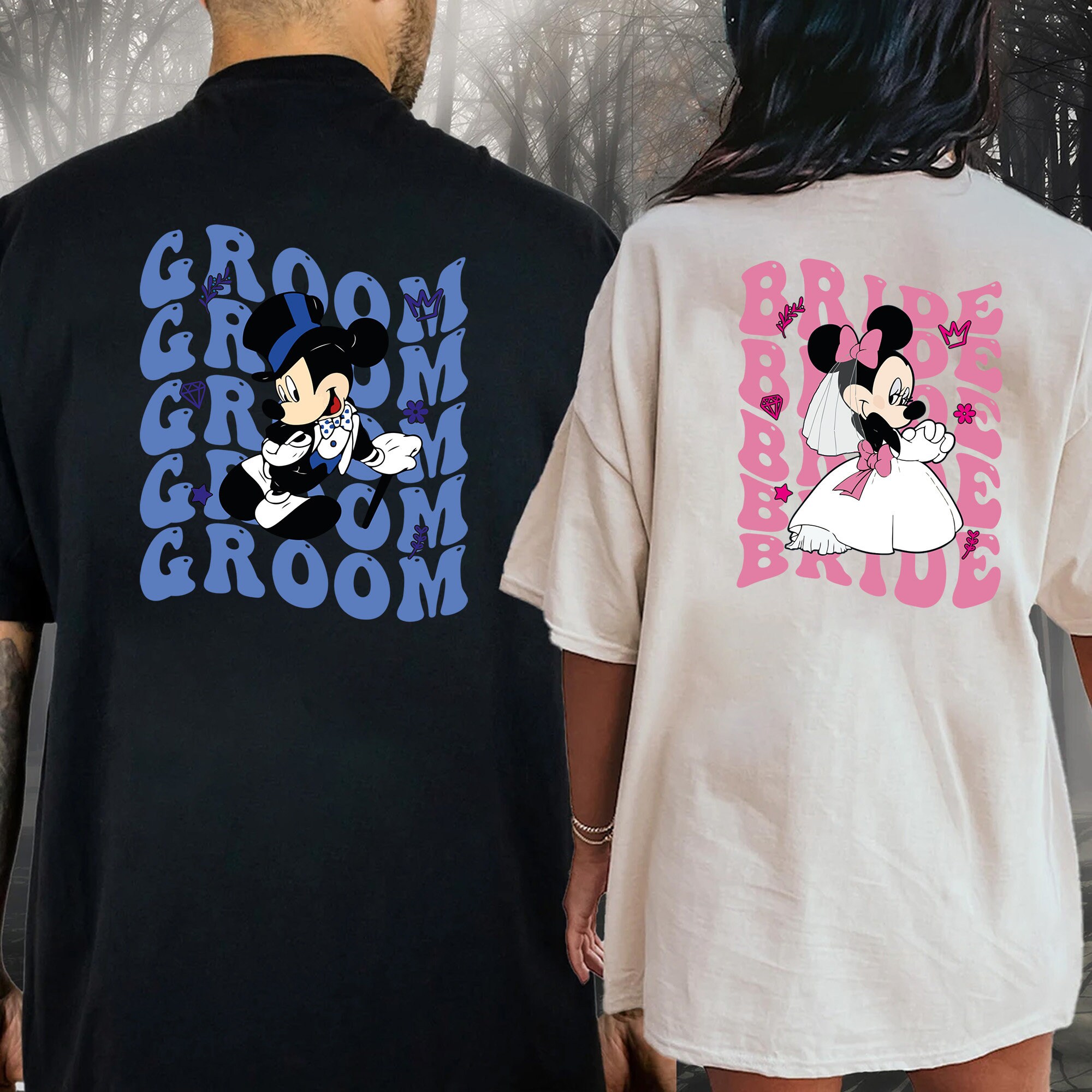 Disney Wedding Bride Groom Shirt, Disneyland Honeymoon Shirts, Mickey ...