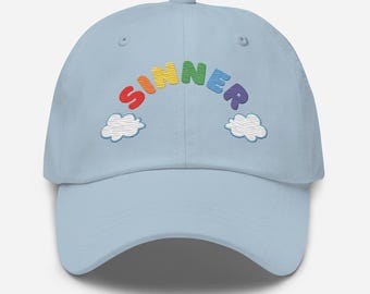 Stitchfy Sinner Embroidered Low Profile Adjustable Cap Dad Hat - Etsy