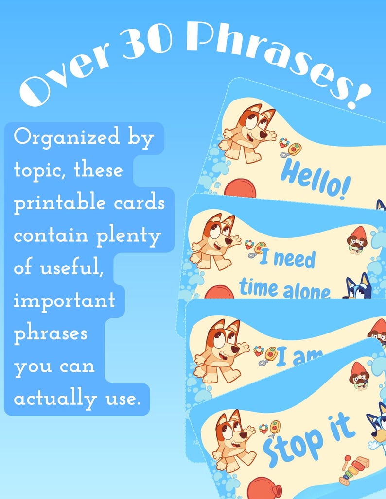 Bluey AAC Communication Cards - Autism Nonverbal Nonspeaking ...