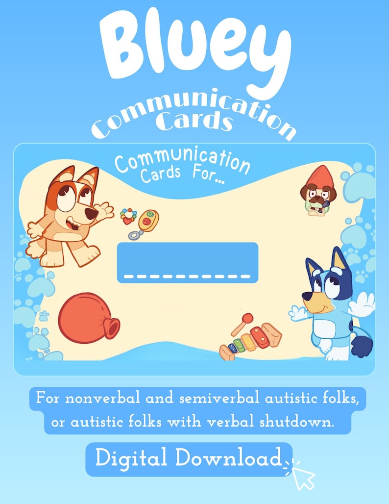 Bluey AAC Communication Cards - Autism Nonverbal Nonspeaking ...