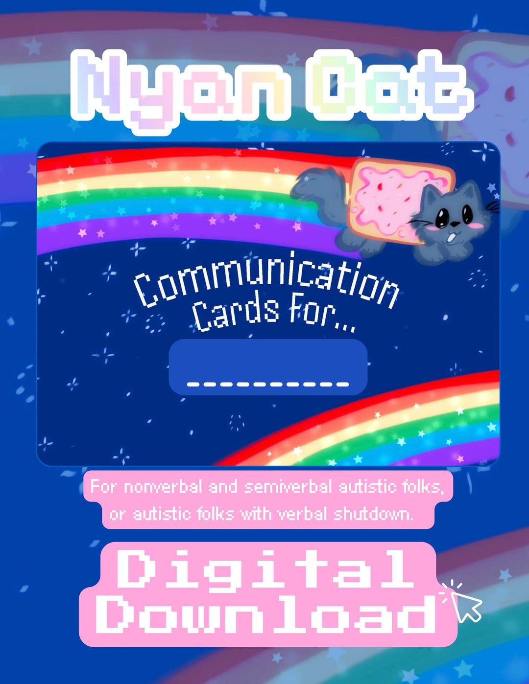 Nyan Cat Poptart Cat Communication Cards - Autism Nonverbal Nonspeaking ...